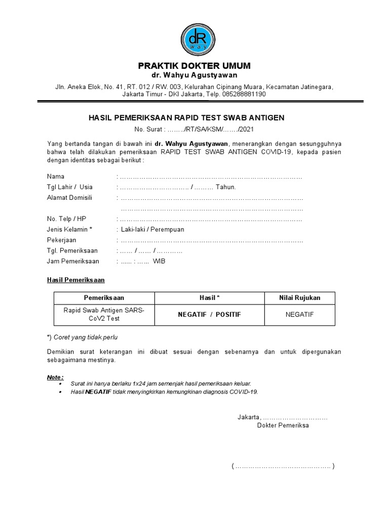 Swab Test Blank Template | PDF