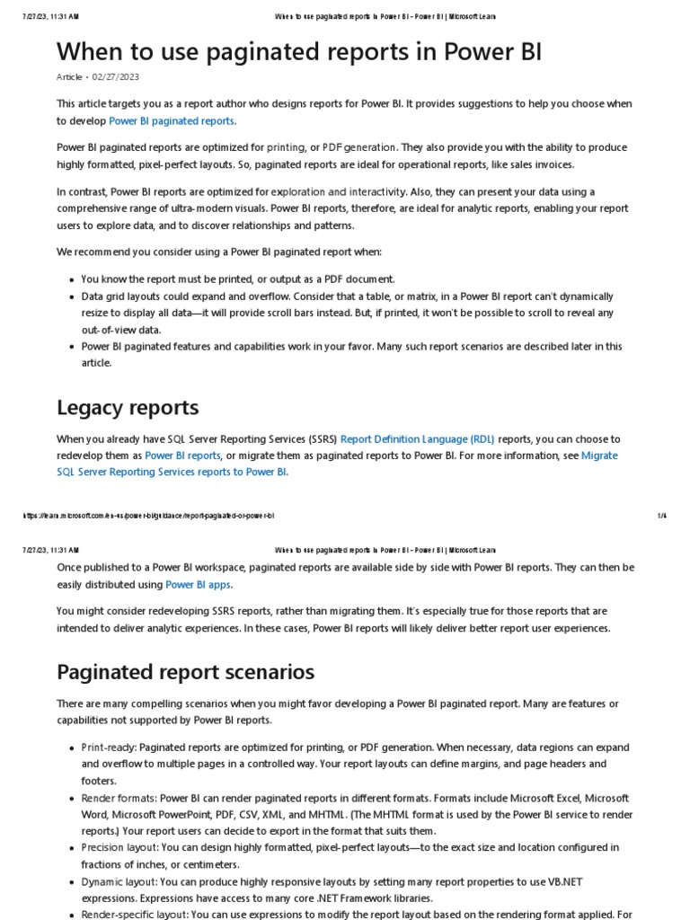Power BI Paginated Reports Guide | PDF | Data | Information Retrieval