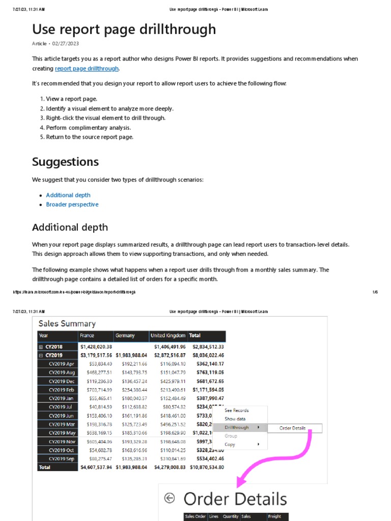Power BI Report Page Drillthrough Guide | PDF | Software Engineering ...