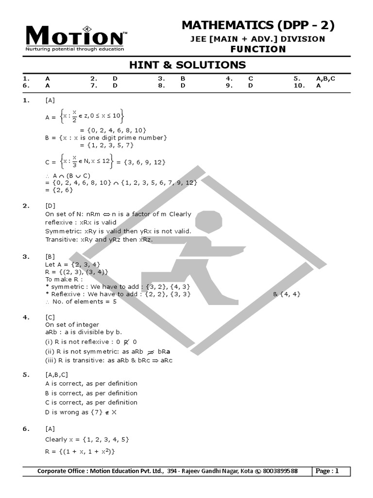 DPP-2 Function Sol @GB Sir | PDF | Discrete Mathematics | Mathematical Relations