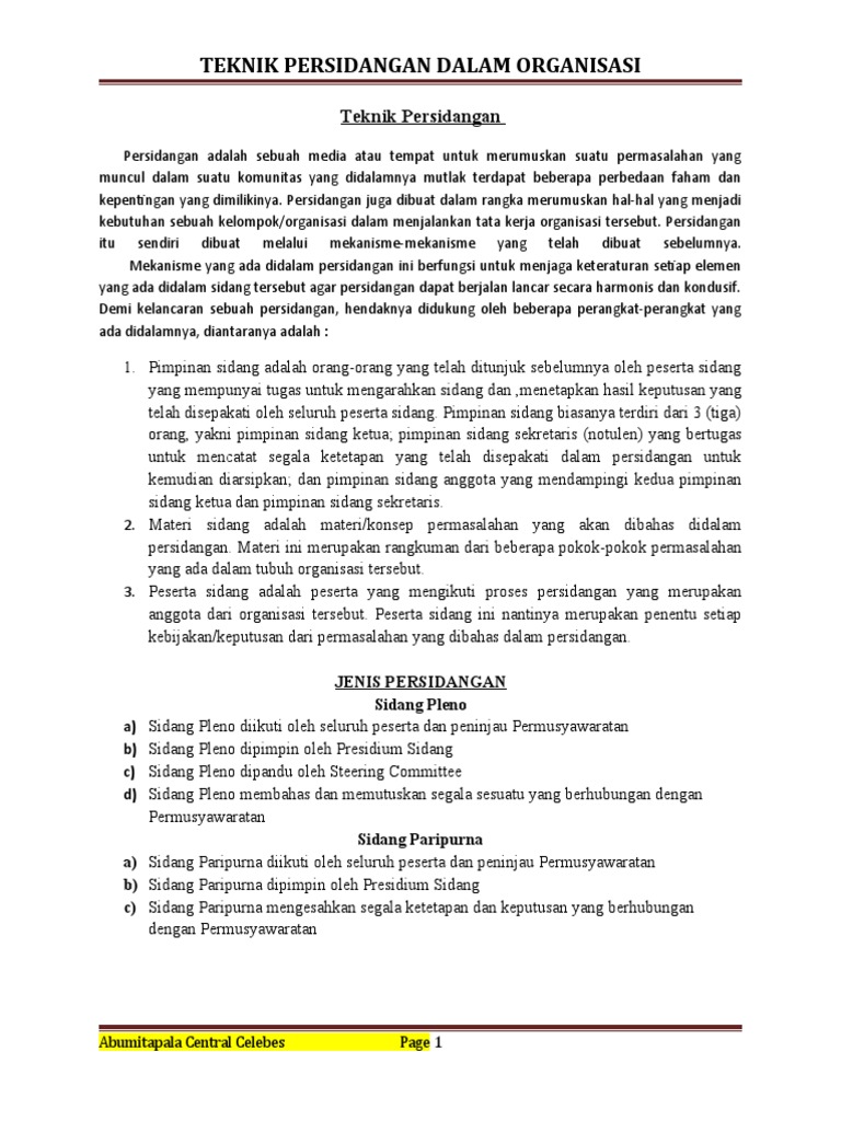 Teknik Persidangan Efektif dalam Organisasi | PDF