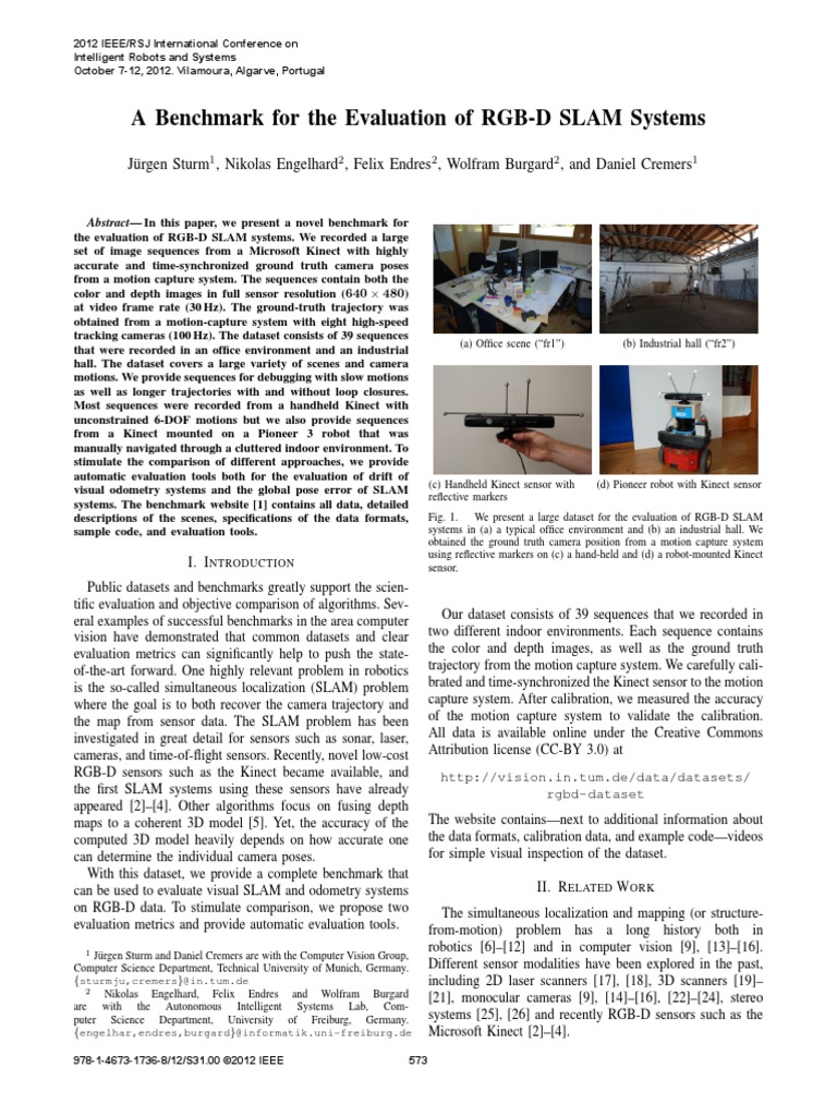 2012 - A Benchmark For The Evaluation of RGB-D SLAM Systems - Sturm | PDF | Computer Vision | Camera