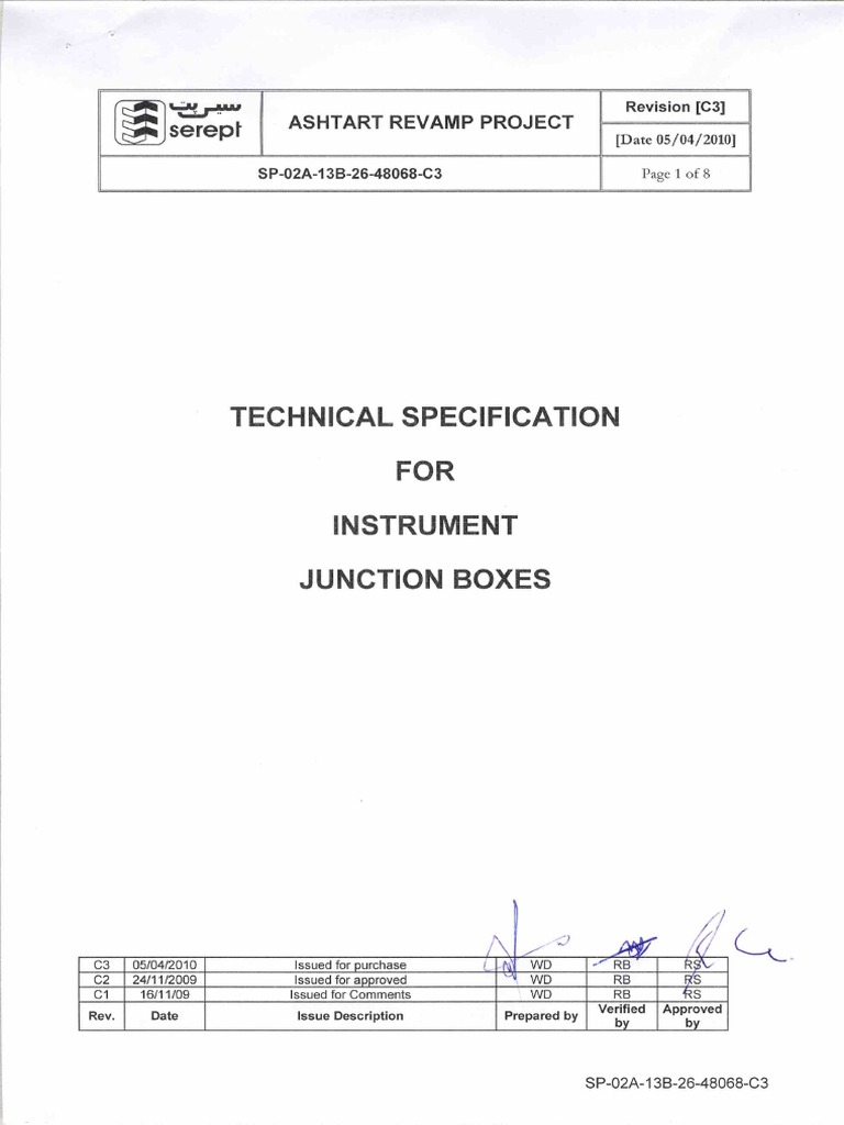 Instrument Junction Box Spec | PDF