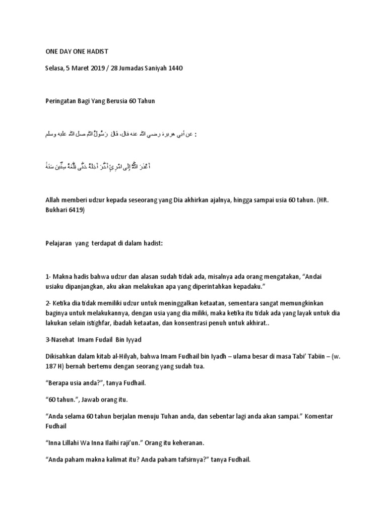 One Day One Hadist 5 | PDF | Filsafat | Pengembangan Diri