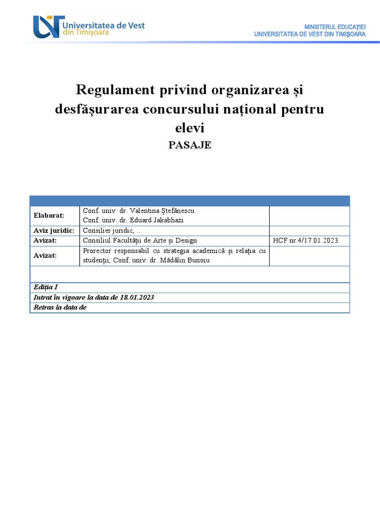 Regulament Pasaje 2023 | PDF