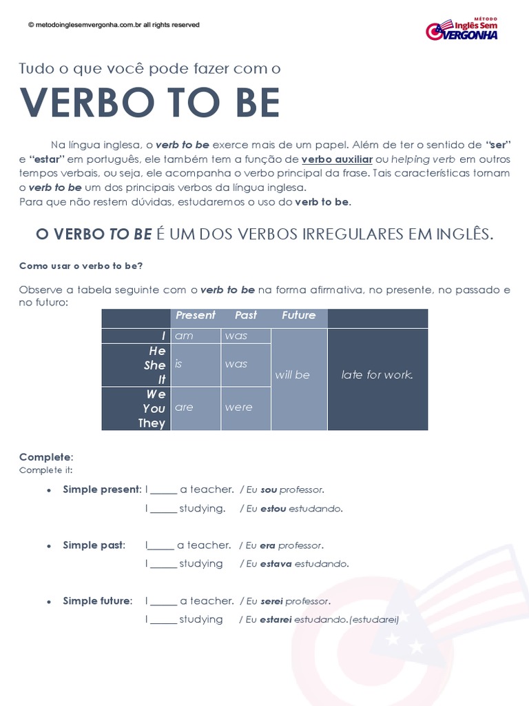 Aula 1 Prep Verbo To Be | PDF