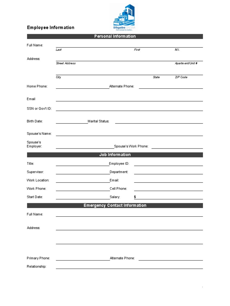 Dikgabo Diadira Employee - Personnel Information | PDF