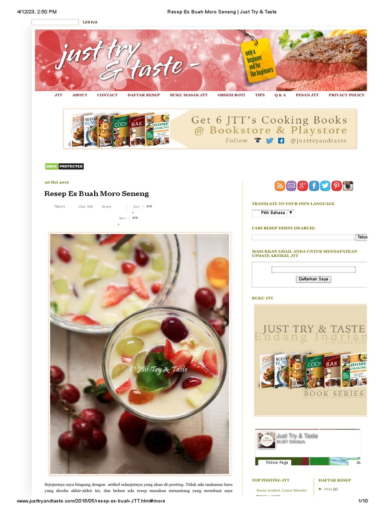 Resep Es Buah Moro Seneng _ Just Try & Taste | PDF