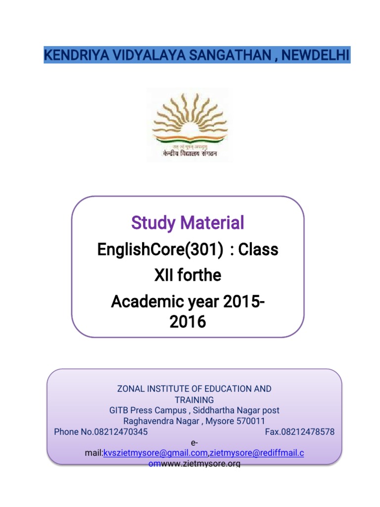 Study Material Class Xii English | PDF