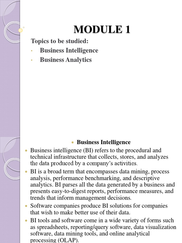 Module 1 | PDF | Business Intelligence | Analytics