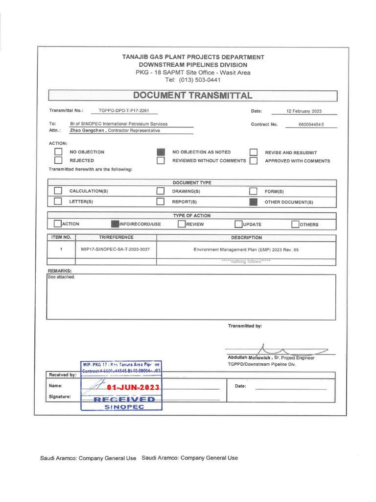 MIP17 - HSE - PP - 001 Environment Management Plan (EMP) 2023 Rev 5 | PDF