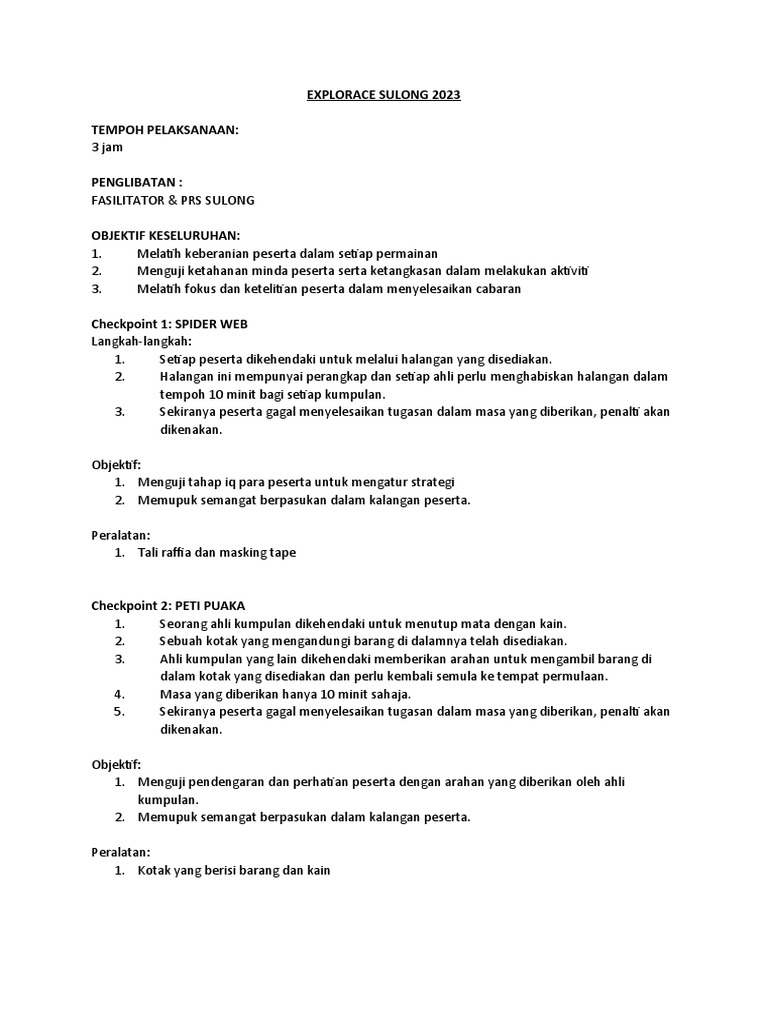 Explorace Sulong 2023 | PDF