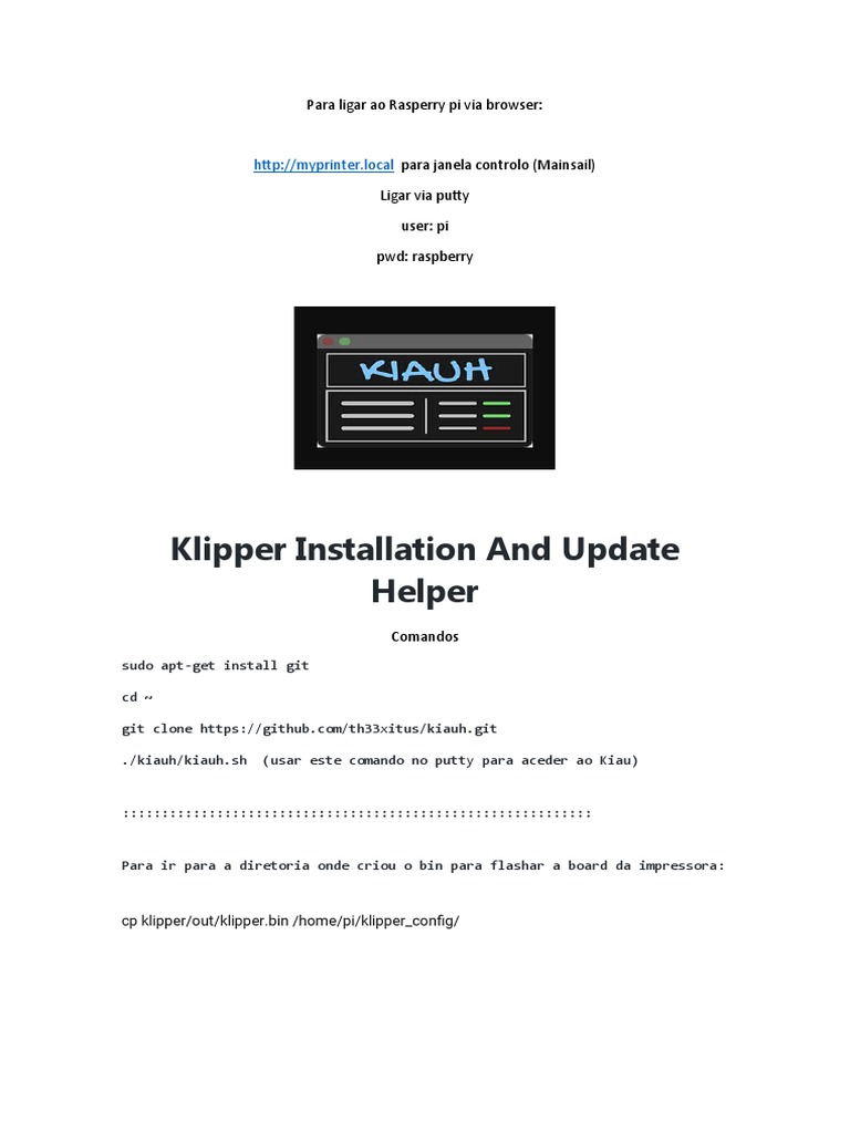 Klipper Installation and Update Helper | PDF | Negócios | Computadores
