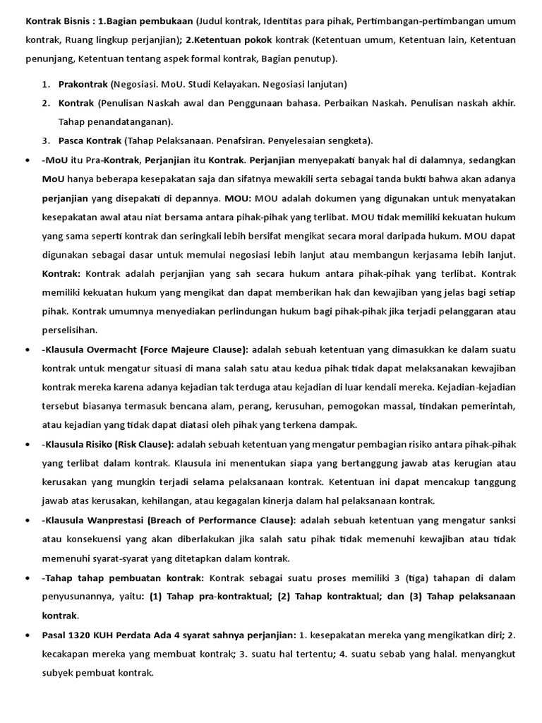 Perancangan Kontrak Ringkas | PDF