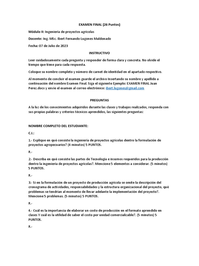 Examen Final Modulo II | PDF