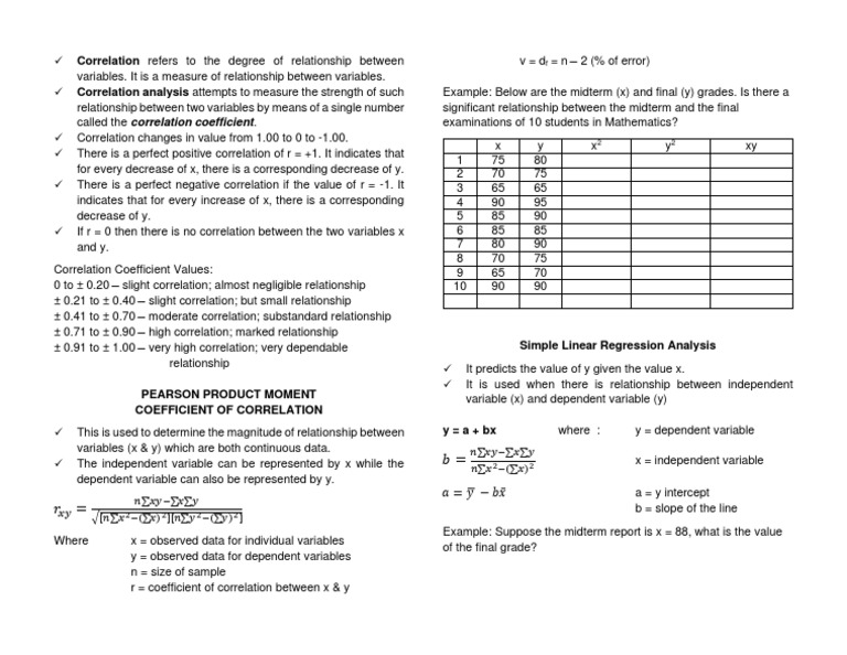 Pearson Product Moment Coefficient Of Correlation Download Free Pdf