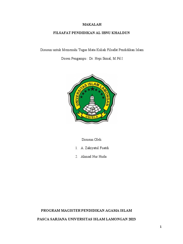 Makalah Pemikiran Pendidikan Ibnu Khaldu | PDF