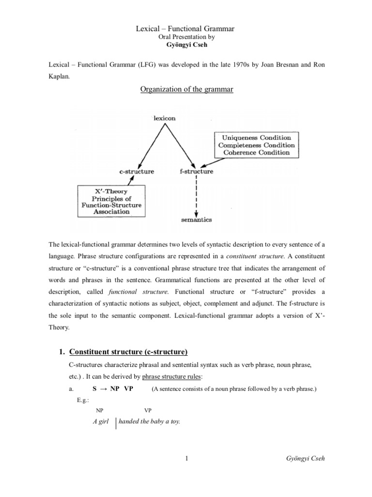 Lexical-Functional Grammar | PDF | Phrase | Syntax