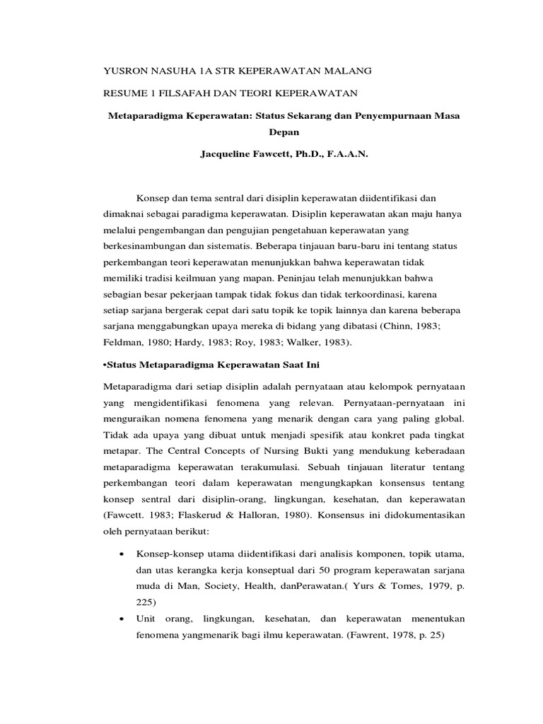 Metaparadigma Keperawatan: Status dan Penyempurnaan | PDF ...