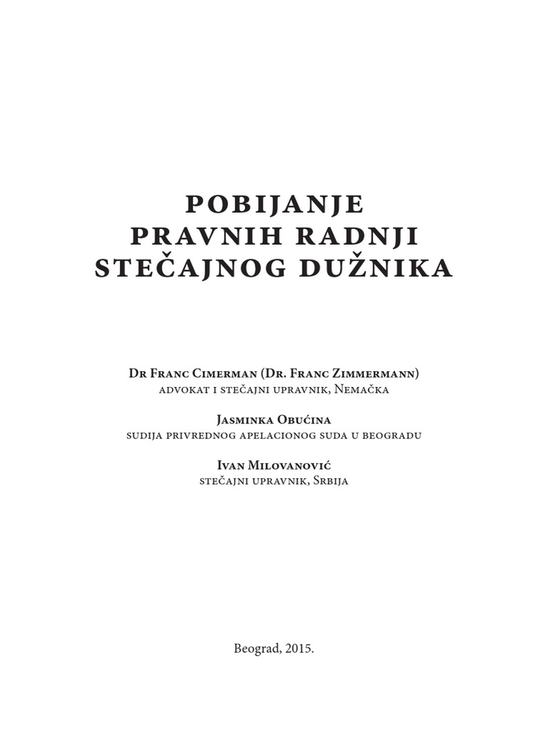 Pobijanje Pravnih Radnji Stečajnog Dužnika | PDF