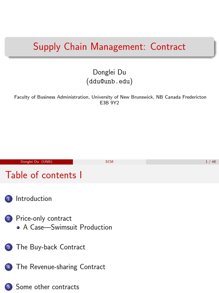 Supply Chain Contract - Price and Purchase Quantity Calculations | PDF ...