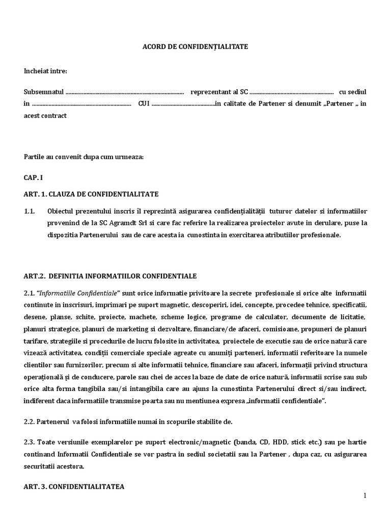 3-Acord de Confidentialitate Formular | PDF