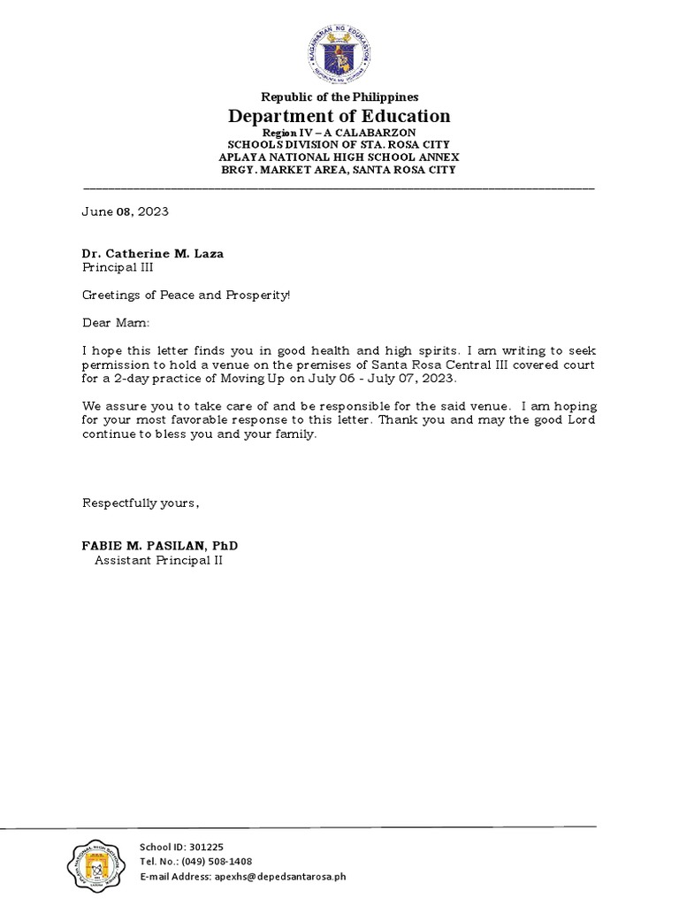 LETTER OF REQUEST FOR Venue Request | PDF LETTER OF REQUEST FOR Venue Request | PDF