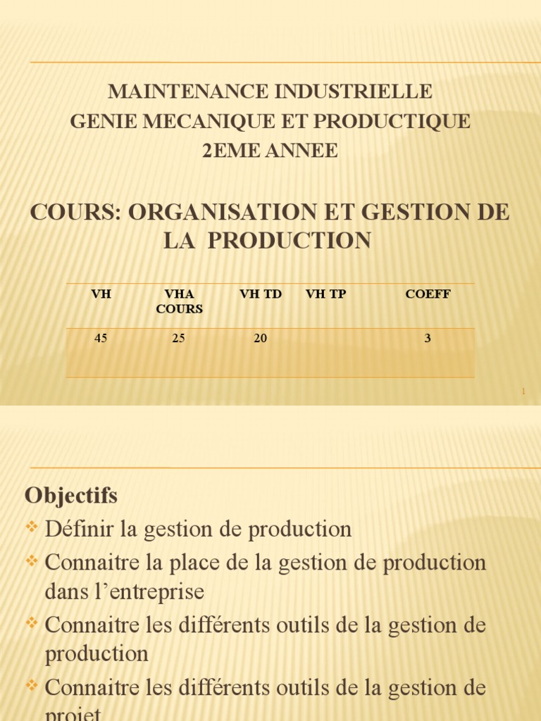 Cours Gestion de Production GMP2 Ppt | PDF