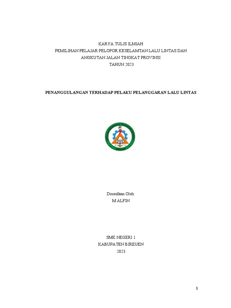 Format Karya Tulis Ilmiah Alfin | PDF