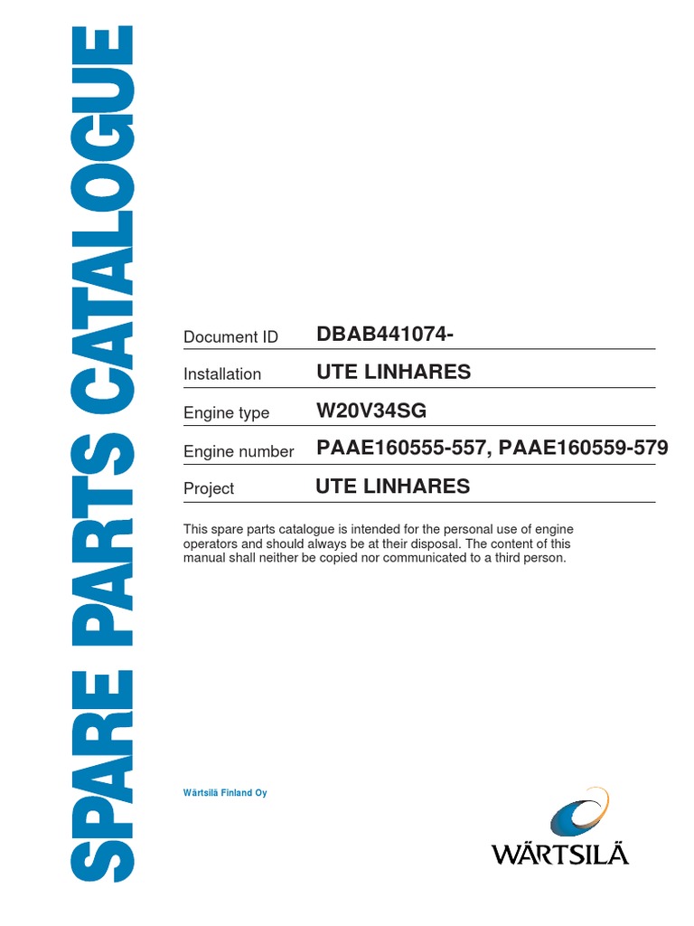 Spare Parts Catalogue - Engine | PDF | Pump | Valve
