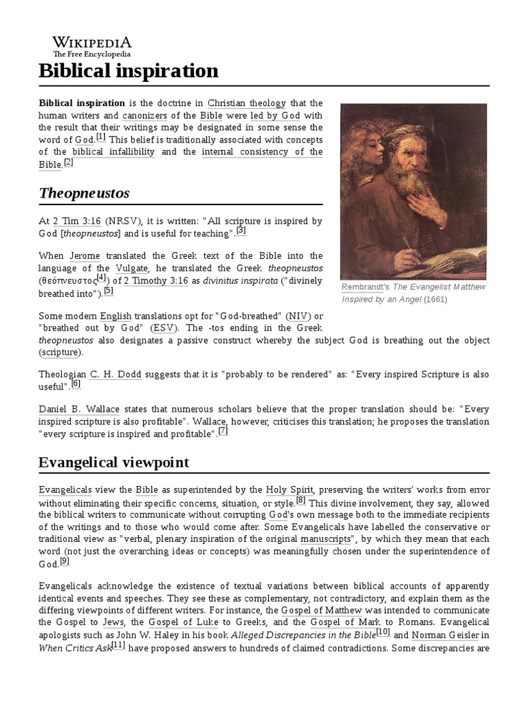 Biblical Inspiration | PDF | Theology | Bible