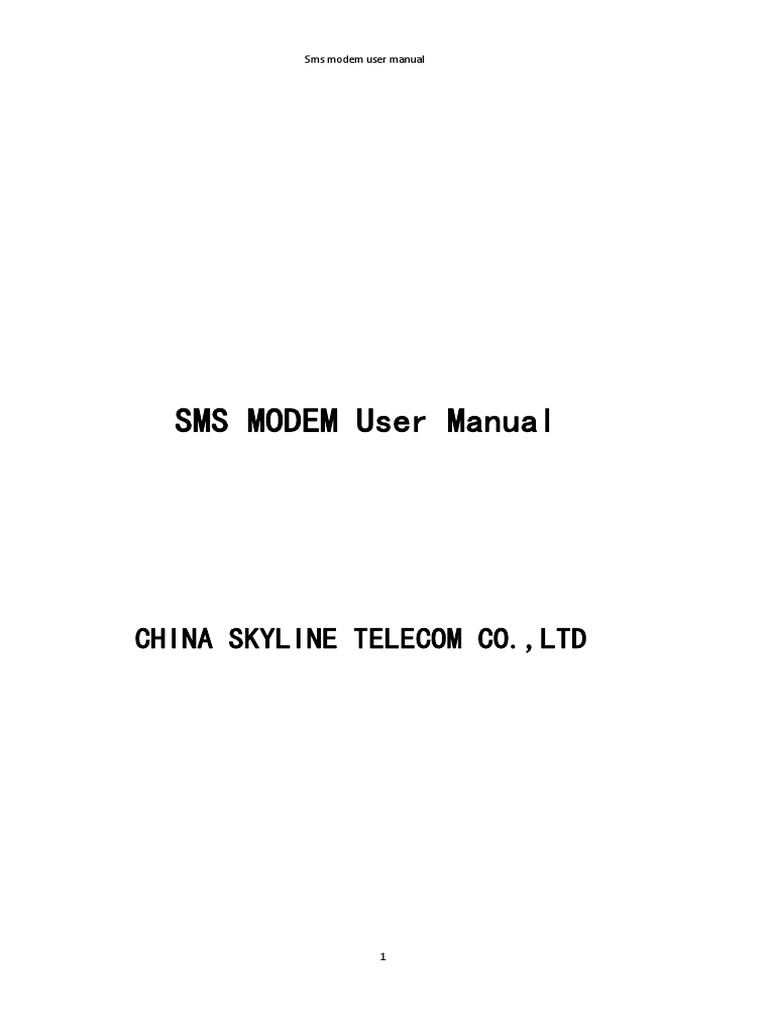 SMS Modem User Manual China Skyline | PDF | Modem | Device Driver