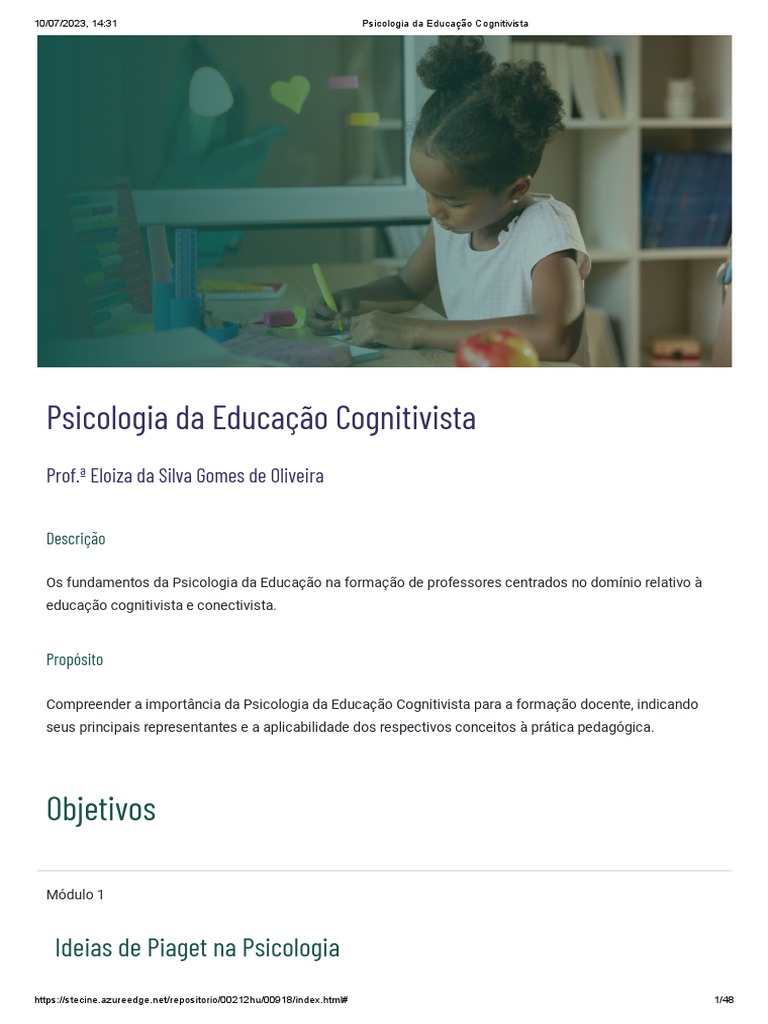 Psicologia Cognitivista na Educação | PDF | Ciências e Matemática