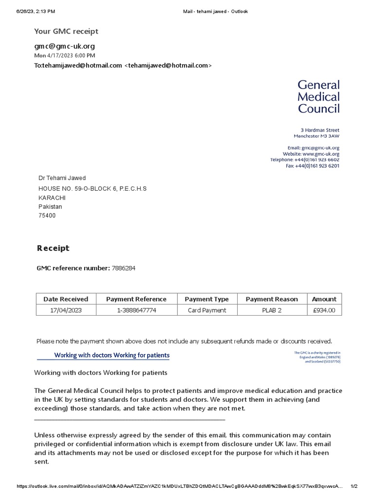 Plab 2 Receipt | PDF