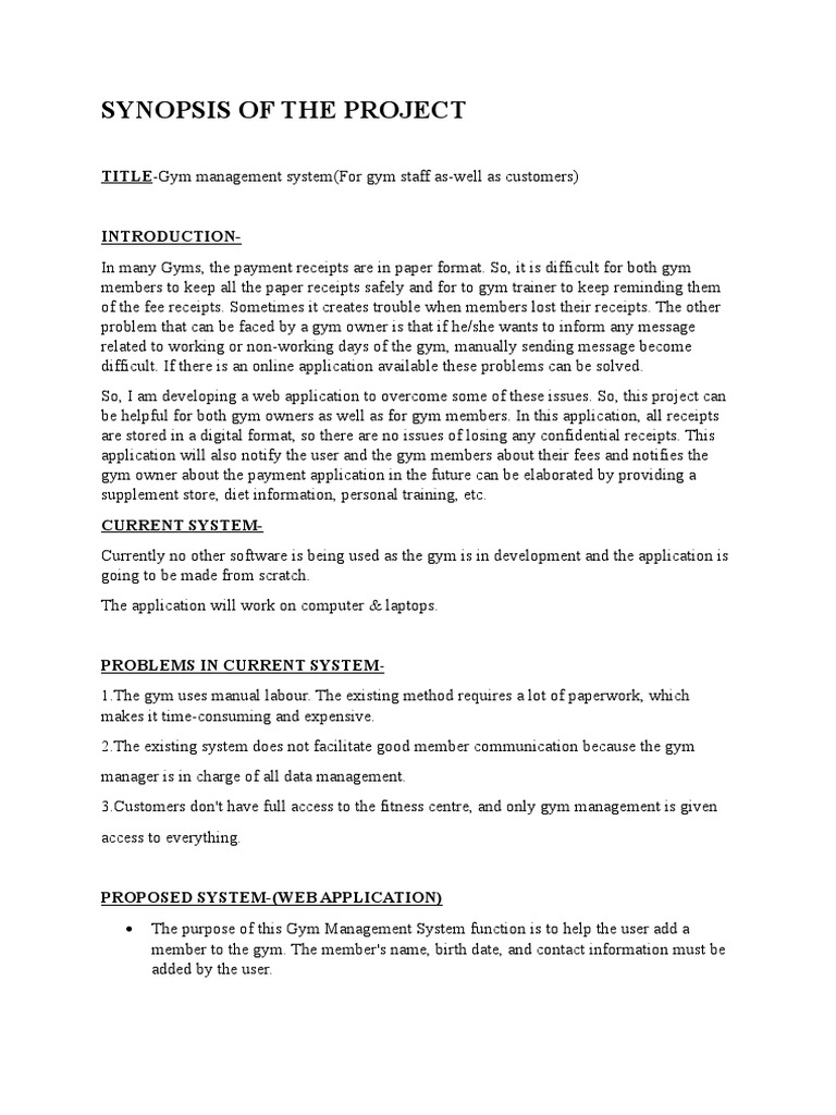 Synopsis of The Project | PDF | Application Software | User (Computing)