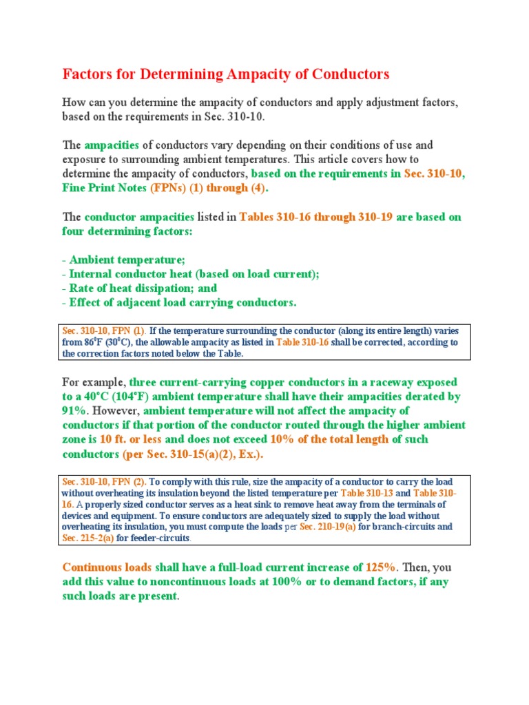 Ampacity of Conductors | PDF | Electrical Conductor | Building Engineering