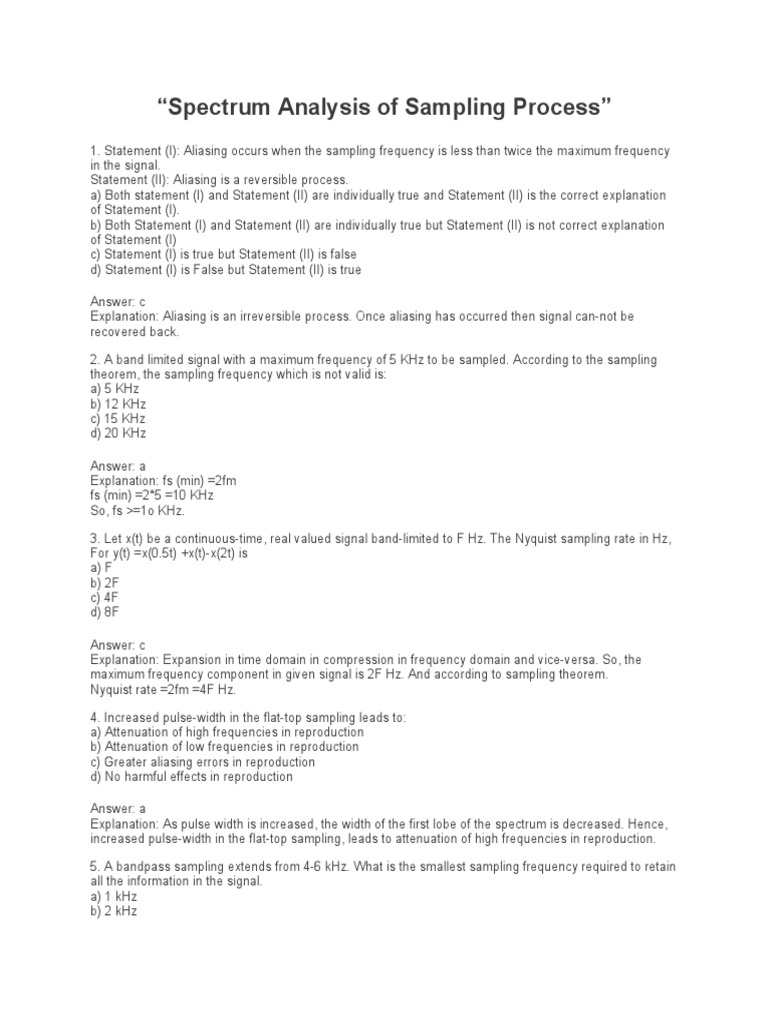 MCQ of CS-II (Z - Transform) | PDF | Sampling (Signal Processing) | Bandwidth (Signal Processing)
