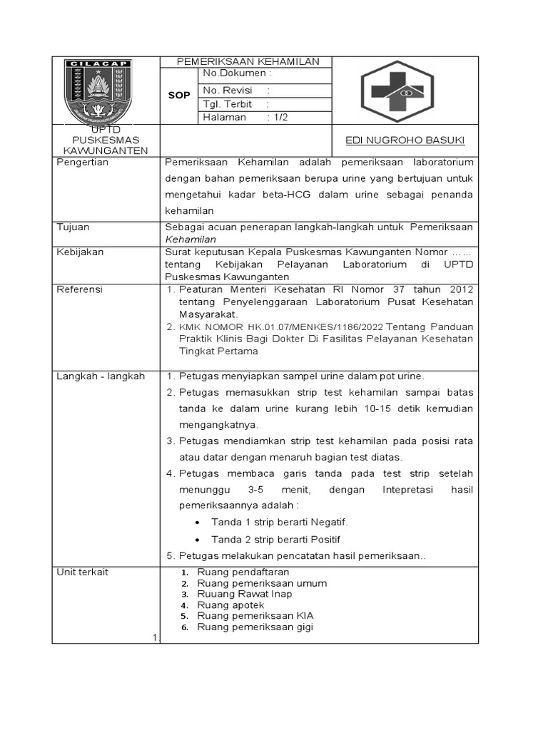 Sop Pemeriksaan Kehamilan | PDF