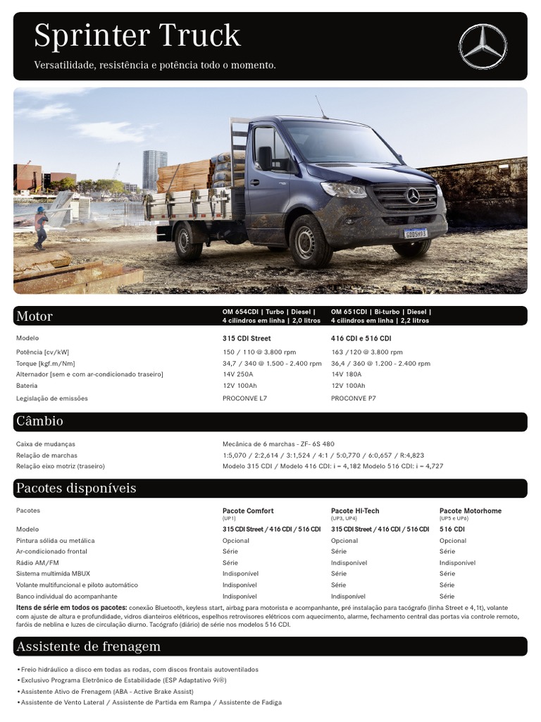 Sprinter Chassi 315 CDI Street | PDF | Eixo | Tecnologia de veículos