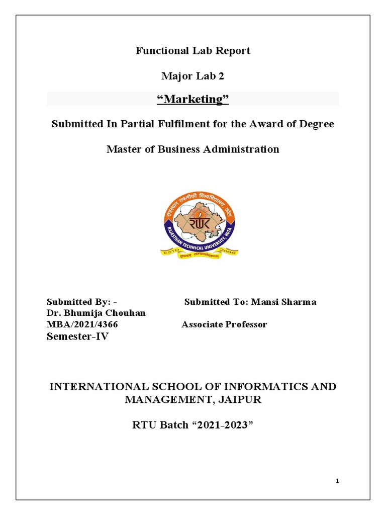 Lab Report Marketing Mansi 4 | PDF | Analytics | Customer Relationship ...