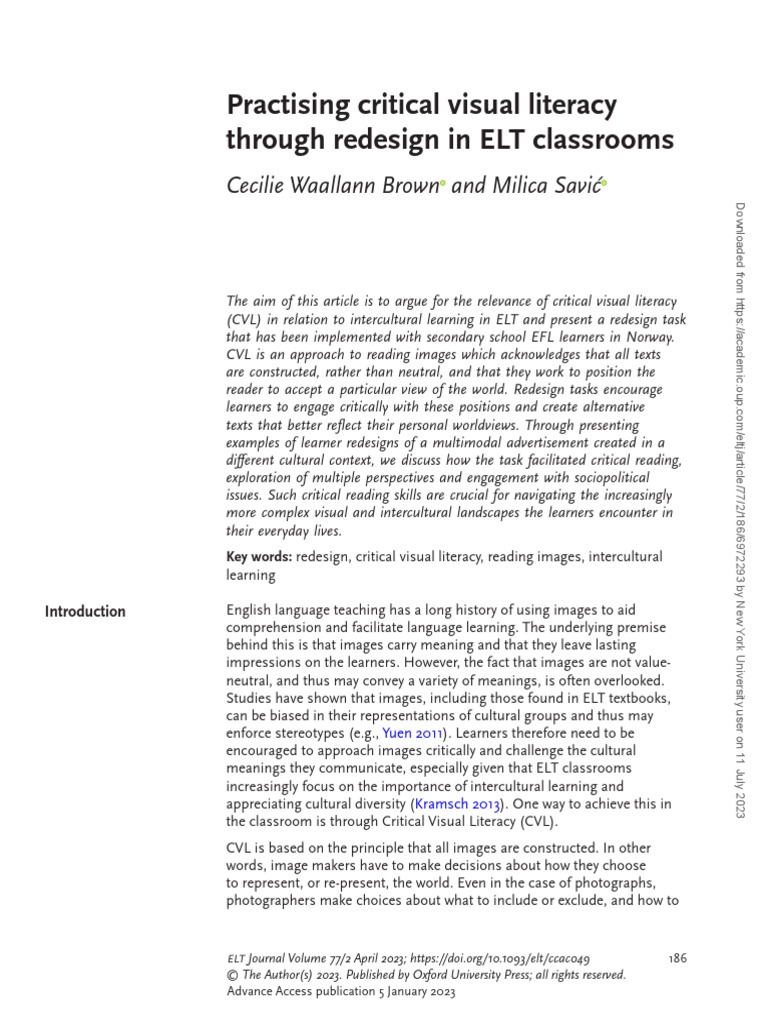 Brown Savic 2023 Practising Critical Visual Literacy Through Redesign ...