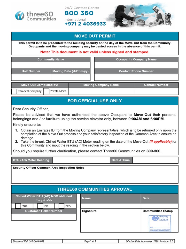 360 Move-Out Permit | PDF