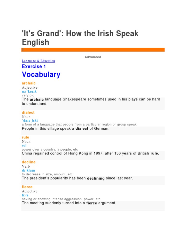 Irish-English Dialect Explained | PDF | Irish Language | English Language