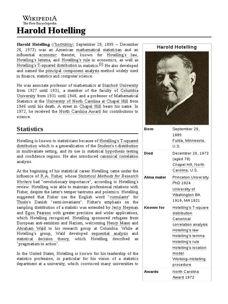 Harold Hotelling | PDF | Economics | Economies