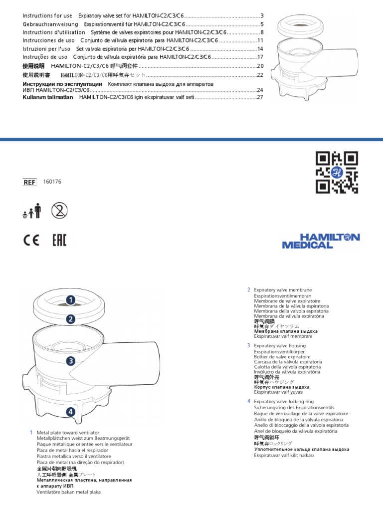 HAMILTON C2 C3 C6 Expiratory Valve Set Instructions for Use en de Fr Es ...