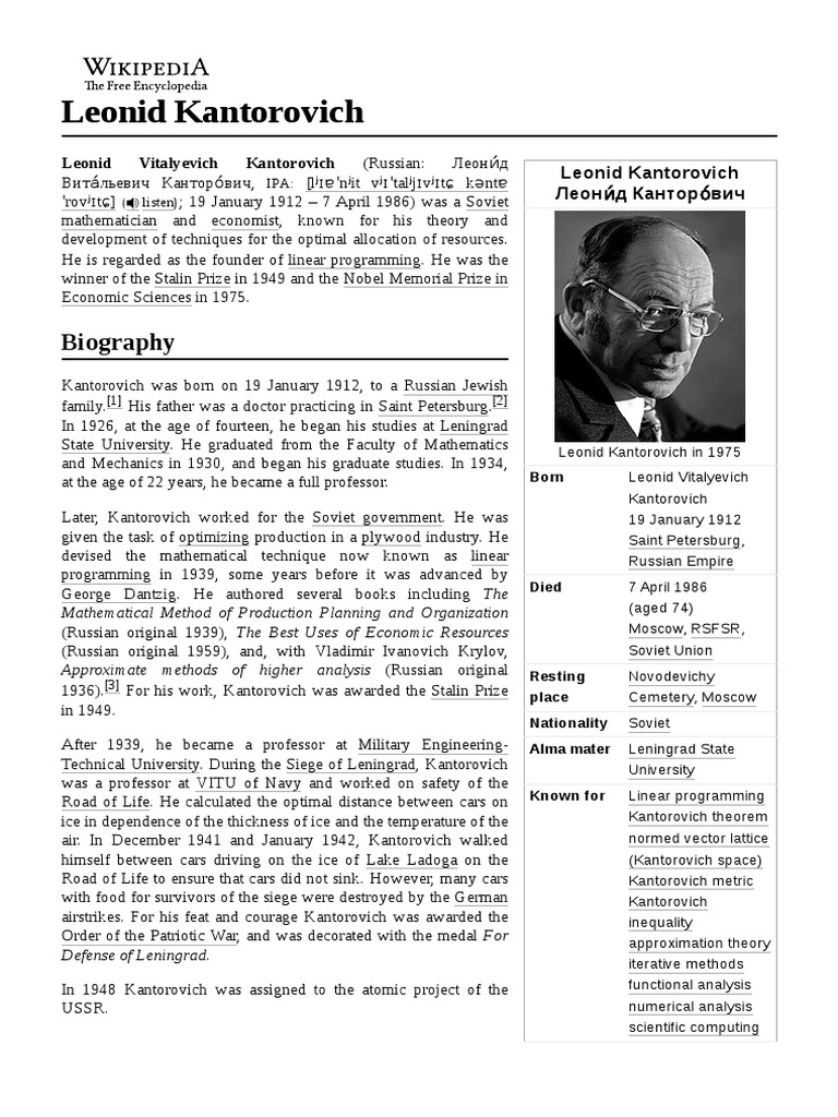 Leonid Kantorovich Download Free Pdf Analysis Mathematical Analysis