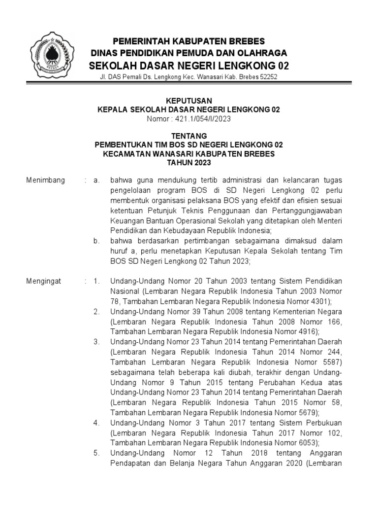 SK Tim Bos (1) Edit Tambahan | PDF