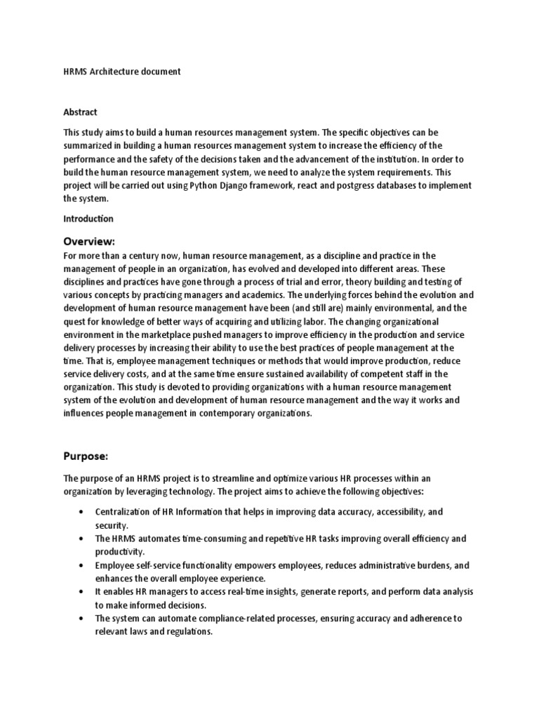 HRMS System Architecture Overview | PDF | Human Resource Management ...