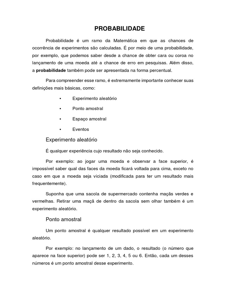 PROBABILIDADE | PDF | Probabilidade | Aleatoriedade