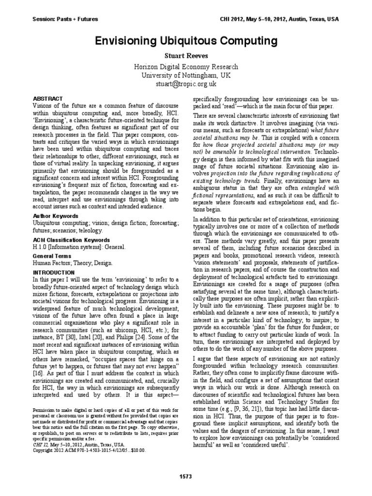 Envisioning Ubiquitous Computing e | PDF | Virtual Reality | Computer Science